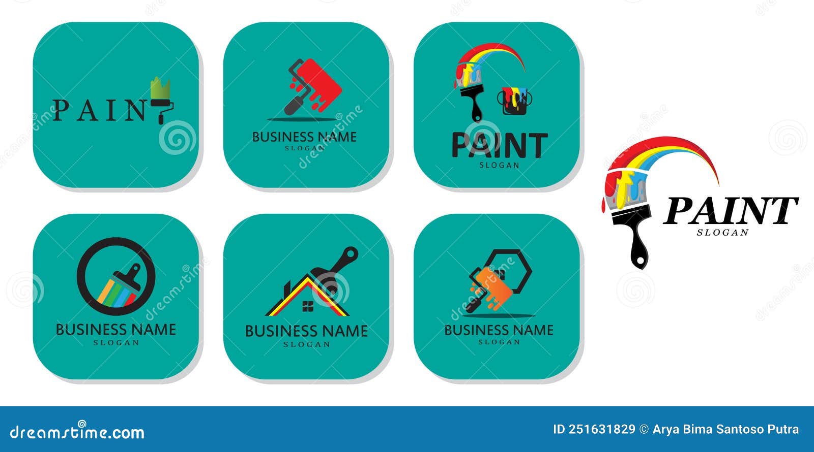 Simple Colored Brush Paint Symbol Vector Logo Stock Vector ...