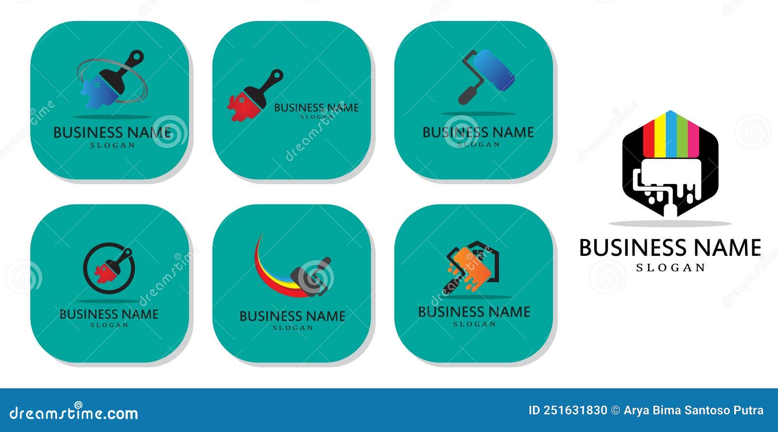 Simple Colored Brush Paint Symbol Vector Logo Stock Vector ...