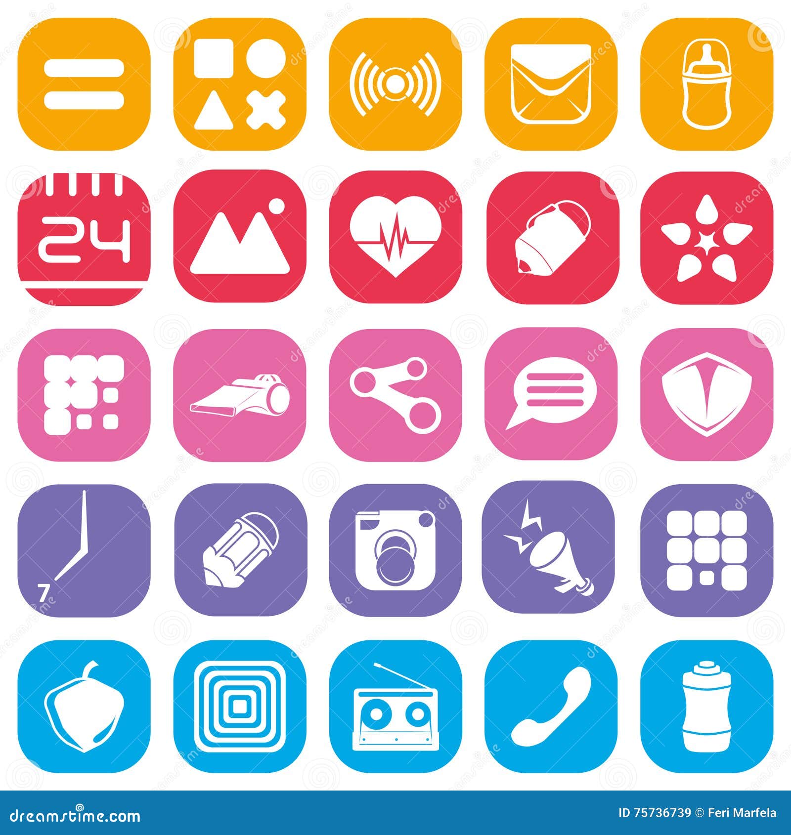 Simple colored icons stock vector. Illustration of graphic - 75736739