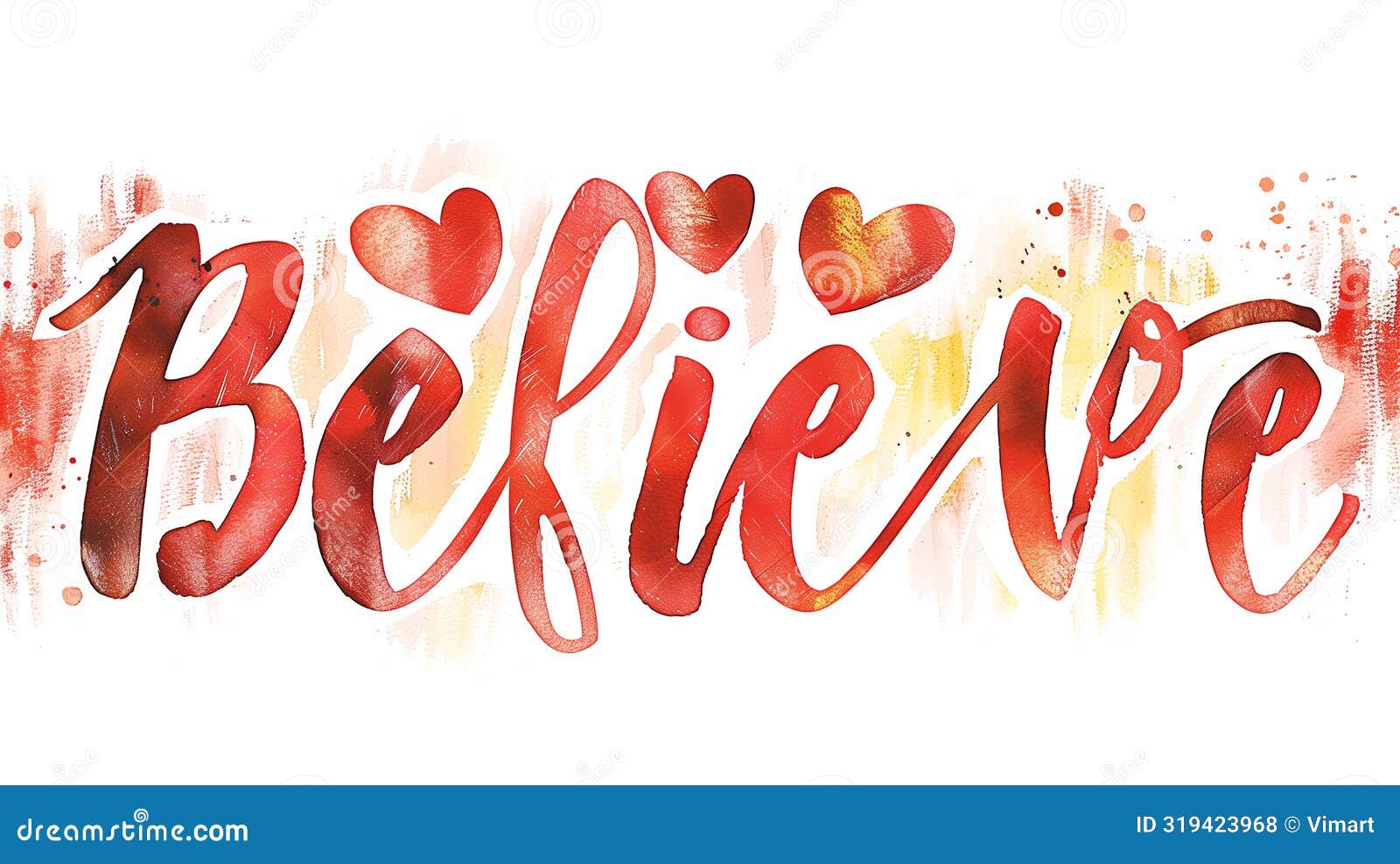 Simple Colored Inscription "Believe" Script Calligraphy. Inspirational ...