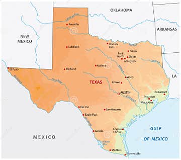 Simple Colored Texas State Physical Vector Map Stock Illustration ...