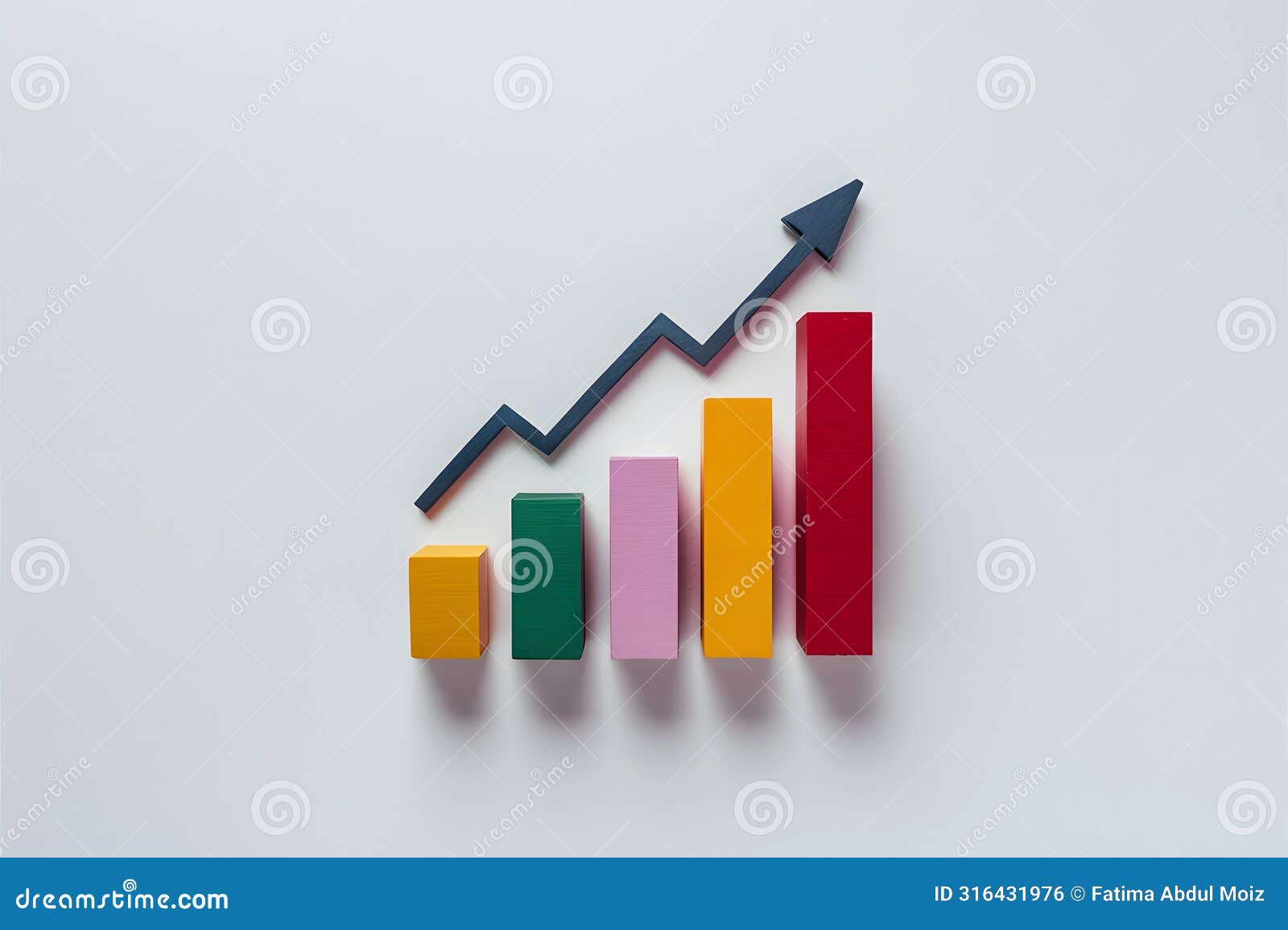 Simple and Colorful Bar Graph with Zigzag Trend Line on White ...