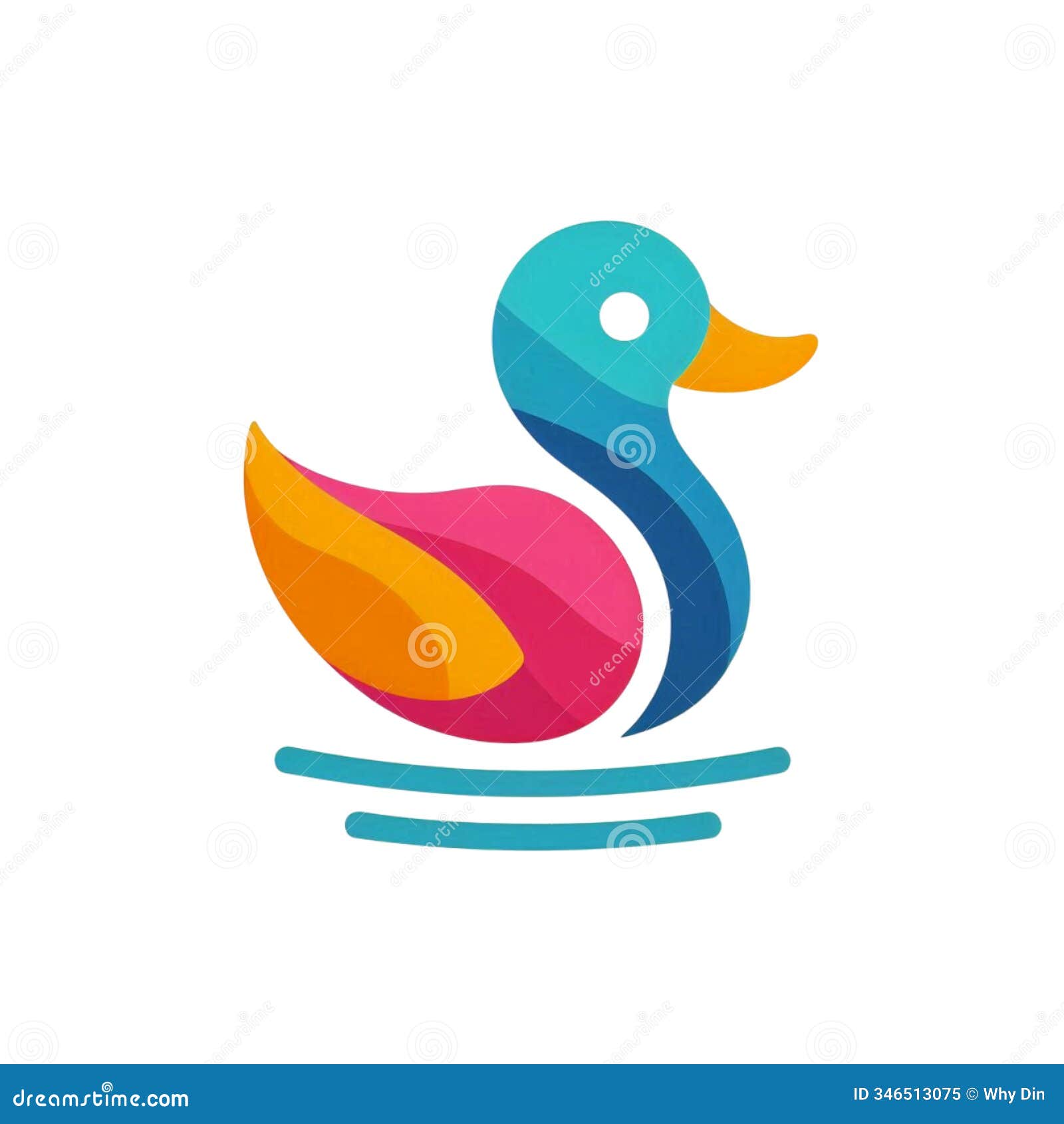 Simple and Colorful Duck Logo on a White Background Stock Illustration ...