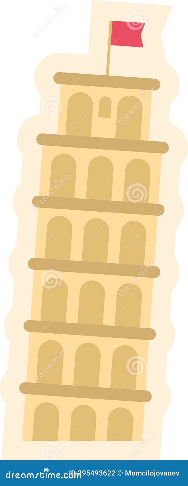 Simple Colorful Flat Drawing of the LEANING TOWER of PISA, PISA Stock ...