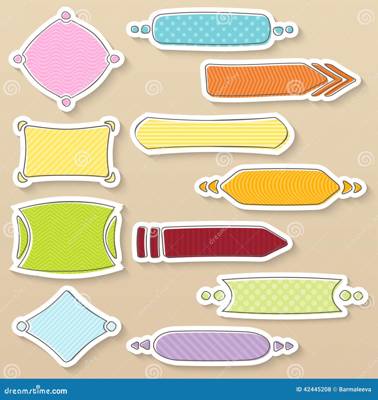 Simple Colorful Frames and Banners with Different Patterns Stock Vector ...