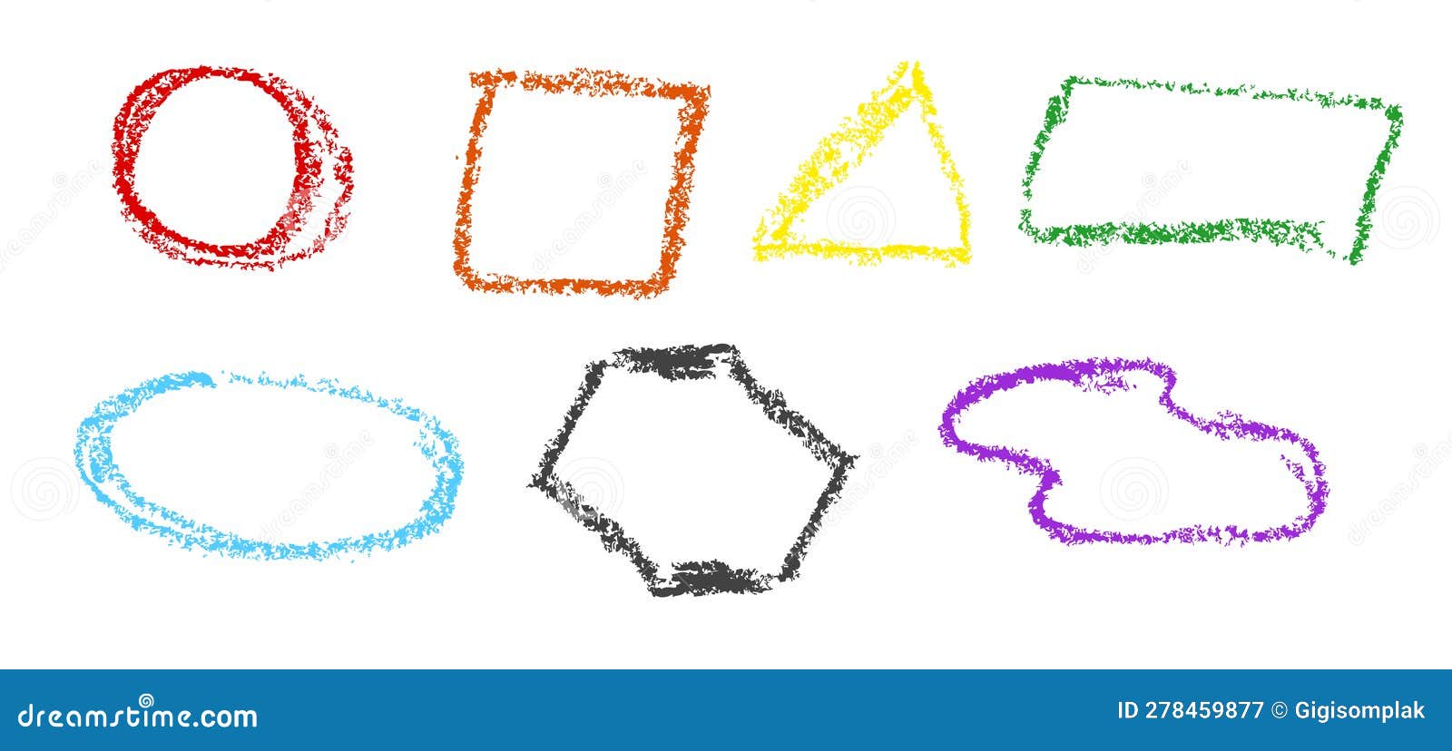 Simple Colorful Hand Draw Vector Crayon Sketch Frame Basic Shape Stock ...