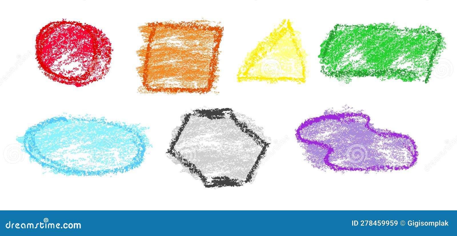 Simple Colorful Hand Draw Vector Crayon Sketch Frame Basic Shape Stock ...