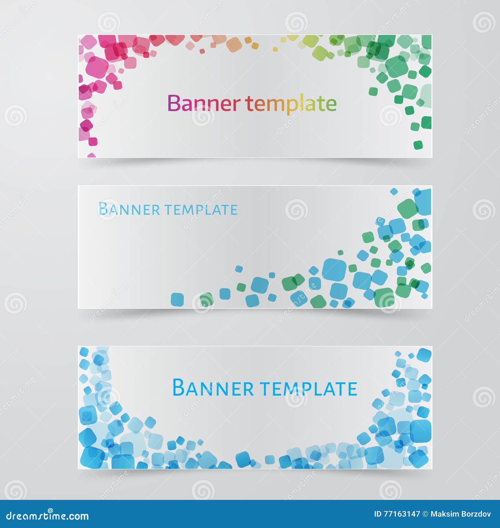 Simple Colorful Horizontal Banners - with Square Motive Stock Vector ...