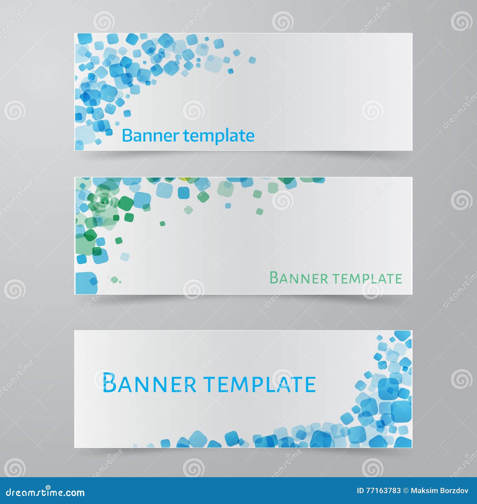 Simple Colorful Horizontal Banners - with Square Motive Stock Vector ...