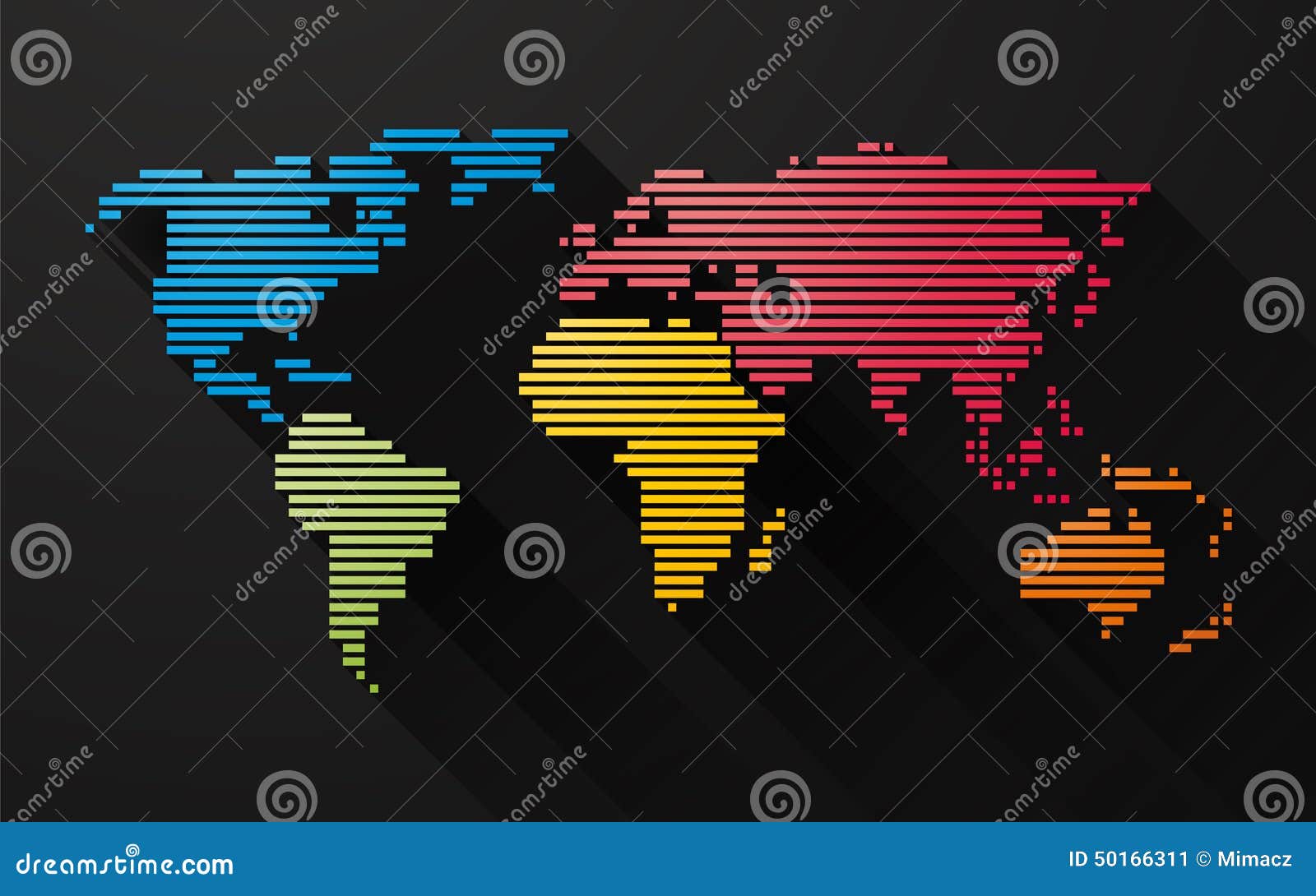 Simple Colorful Map of the World Created by Lines Stock Vector ...