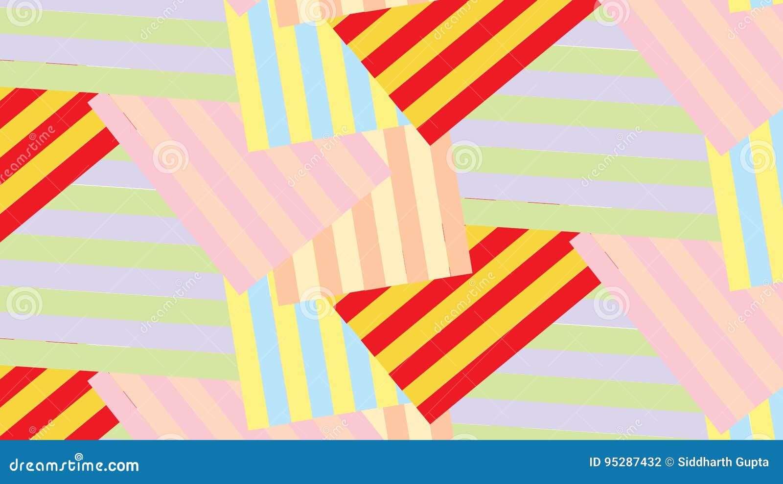 Simple Colorful Stripe and Shape Pattern Stock Vector - Illustration of ...