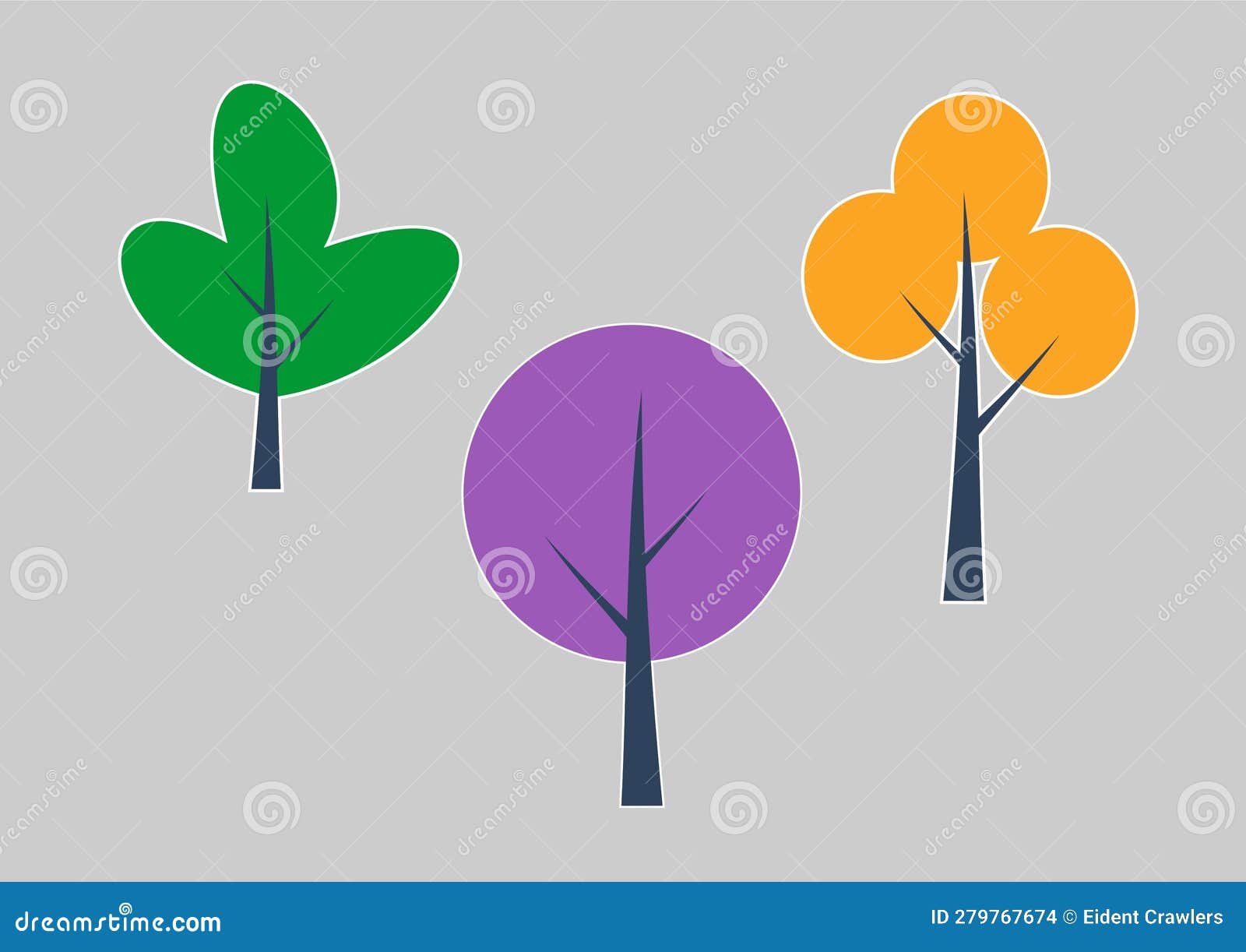 Simple of colorful trees stock illustration. Illustration of simple ...