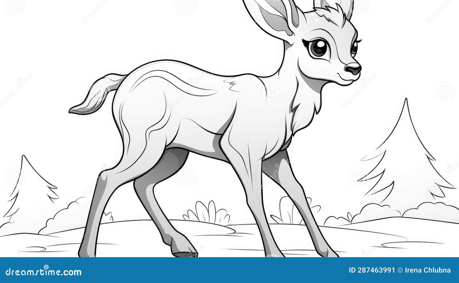 Simple Coloring Pages for Children, Doe Stock Illustration ...