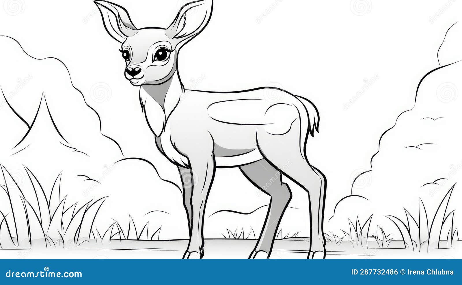 Simple Coloring Pages for Children, Doe Stock Illustration ...