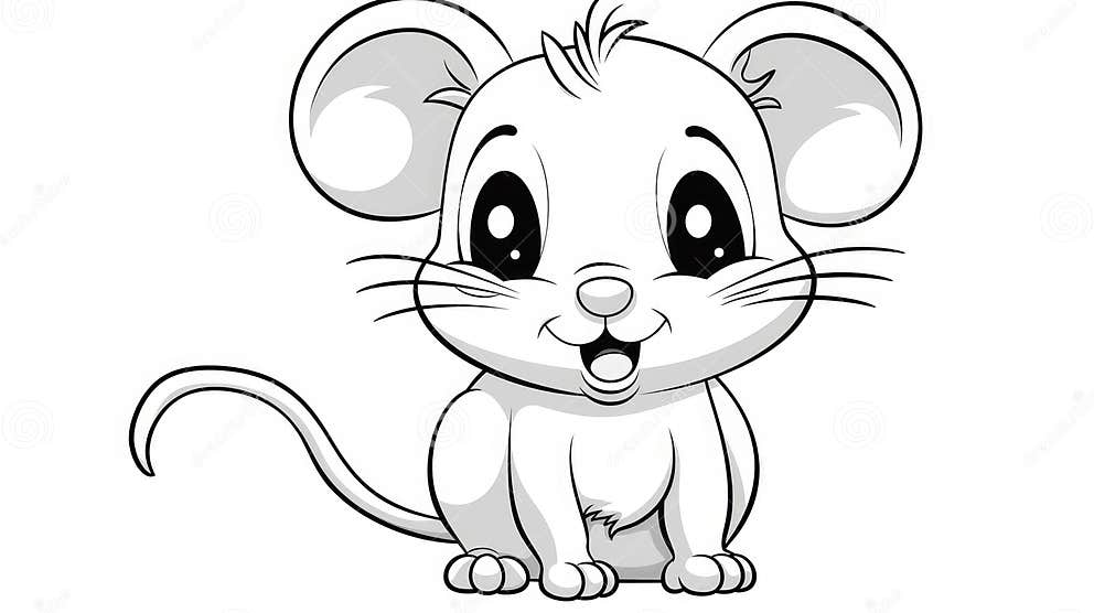 Simple Coloring Pages for Children, Mouse Stock Illustration ...