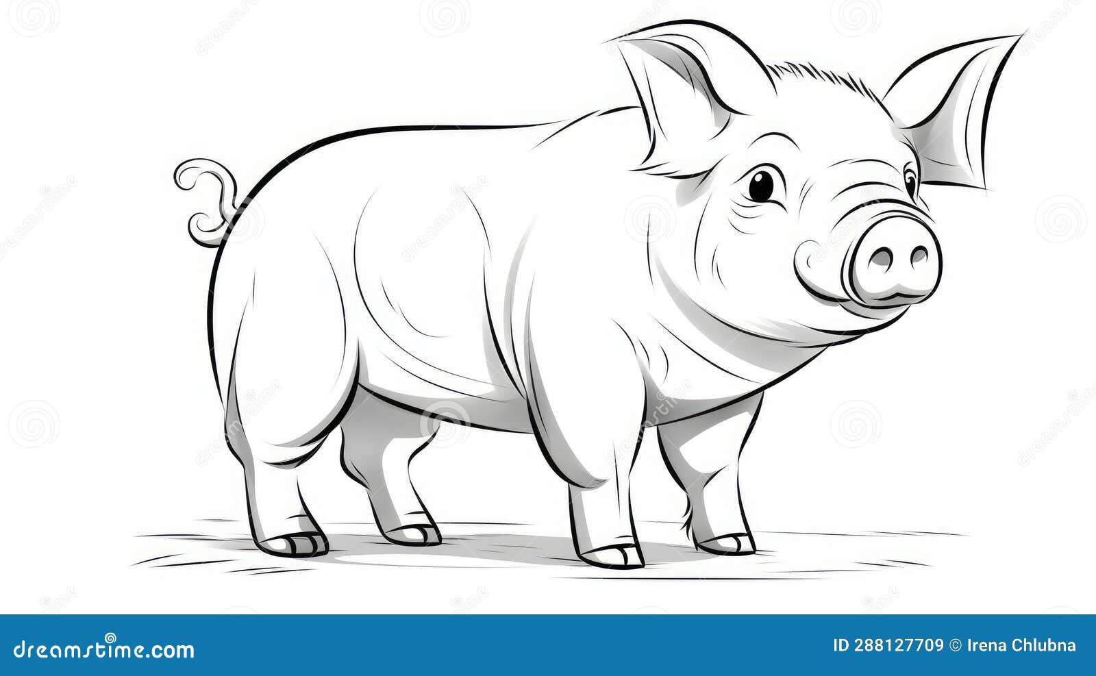 Simple Coloring Pages for Children, Pig Stock Illustration ...