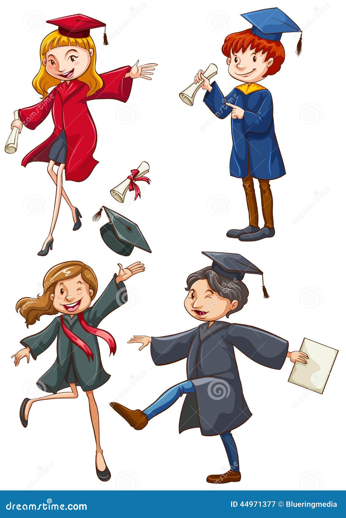A Simple Coloured Sketch of the Graduates Stock Vector - Illustration ...