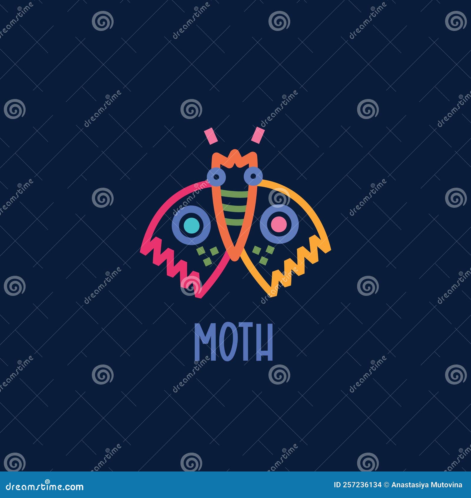Simple Colourful Lines Moth. Vector Logo Template Stock Vector ...