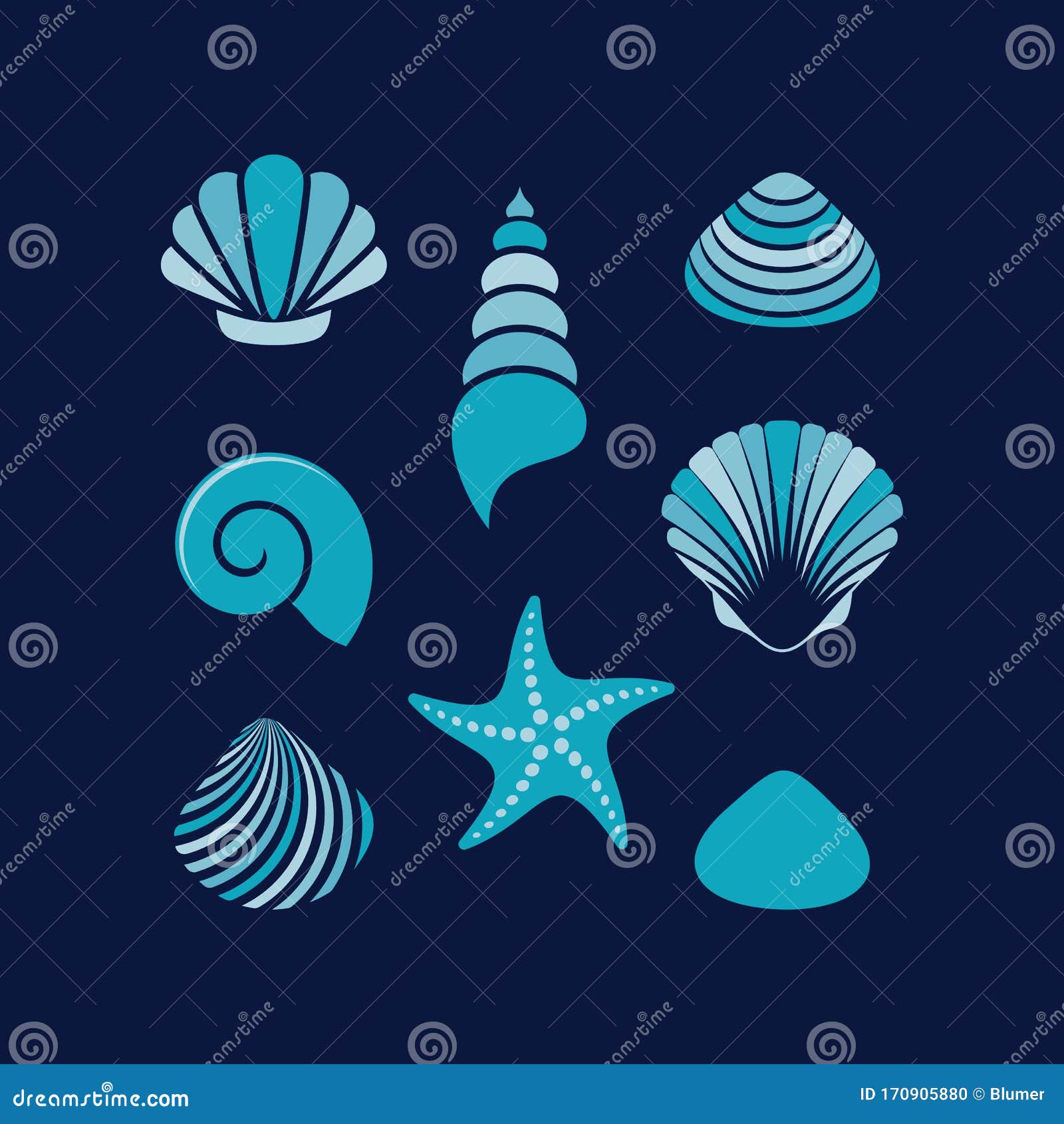 Simple Colourful Vector Sea Shells and Starfish Stock Vector ...