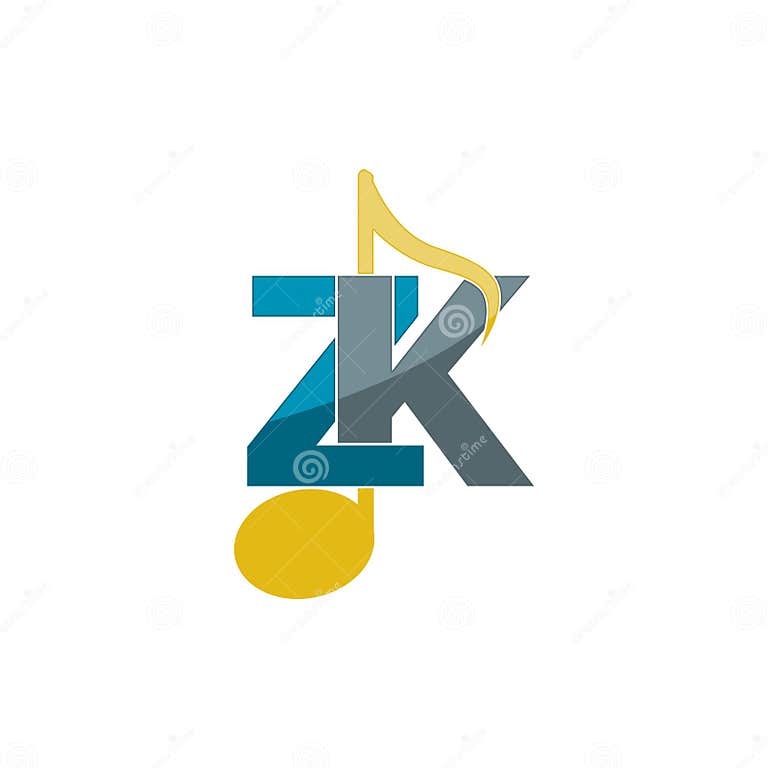 Simple Combination of Initial Letter ZK Logo Design Isolated on White ...