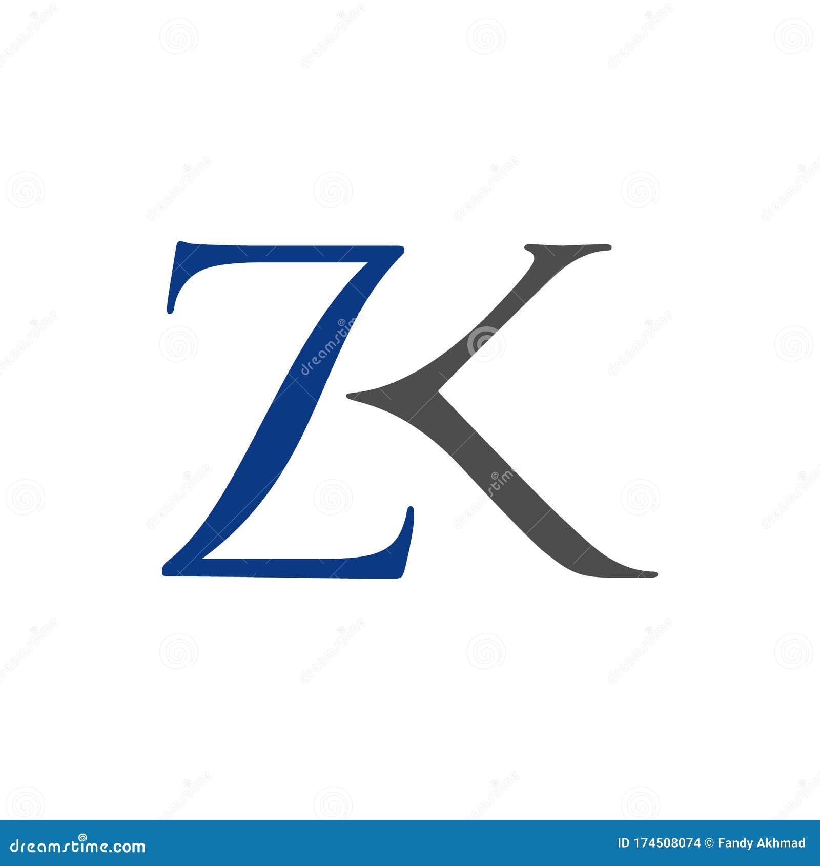 Simple Combination of Initial Letter ZK Logo Design Vector Stock Vector ...