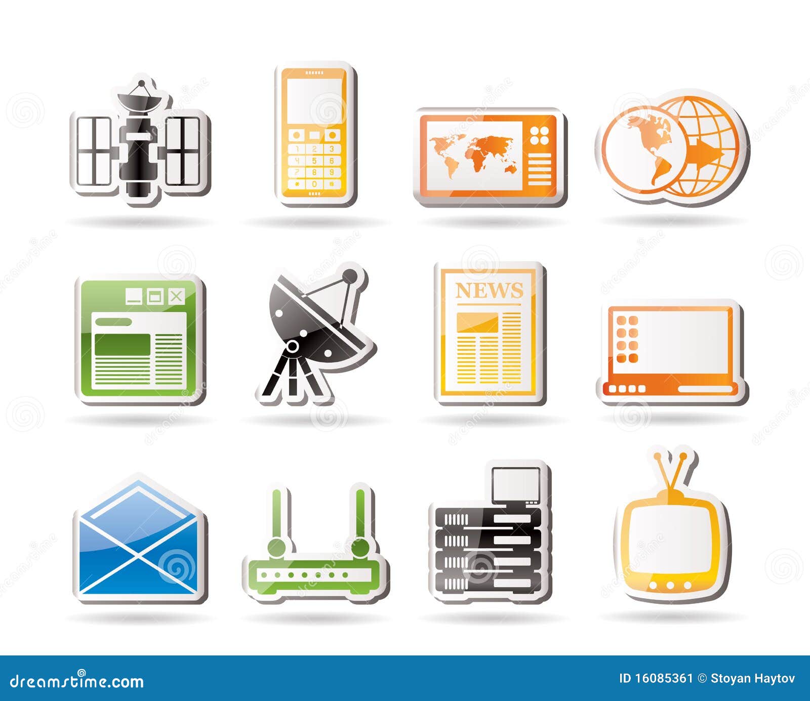 Simple Communication and Business Icons Stock Vector - Illustration of ...