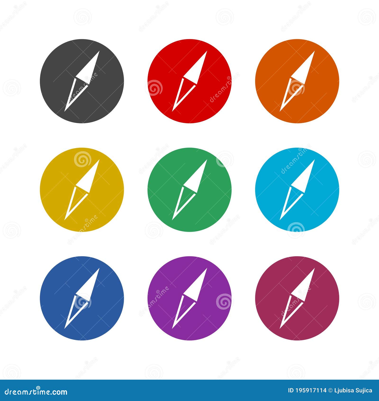 Simple Compass Icon, Color Set Stock Vector - Illustration of concept ...