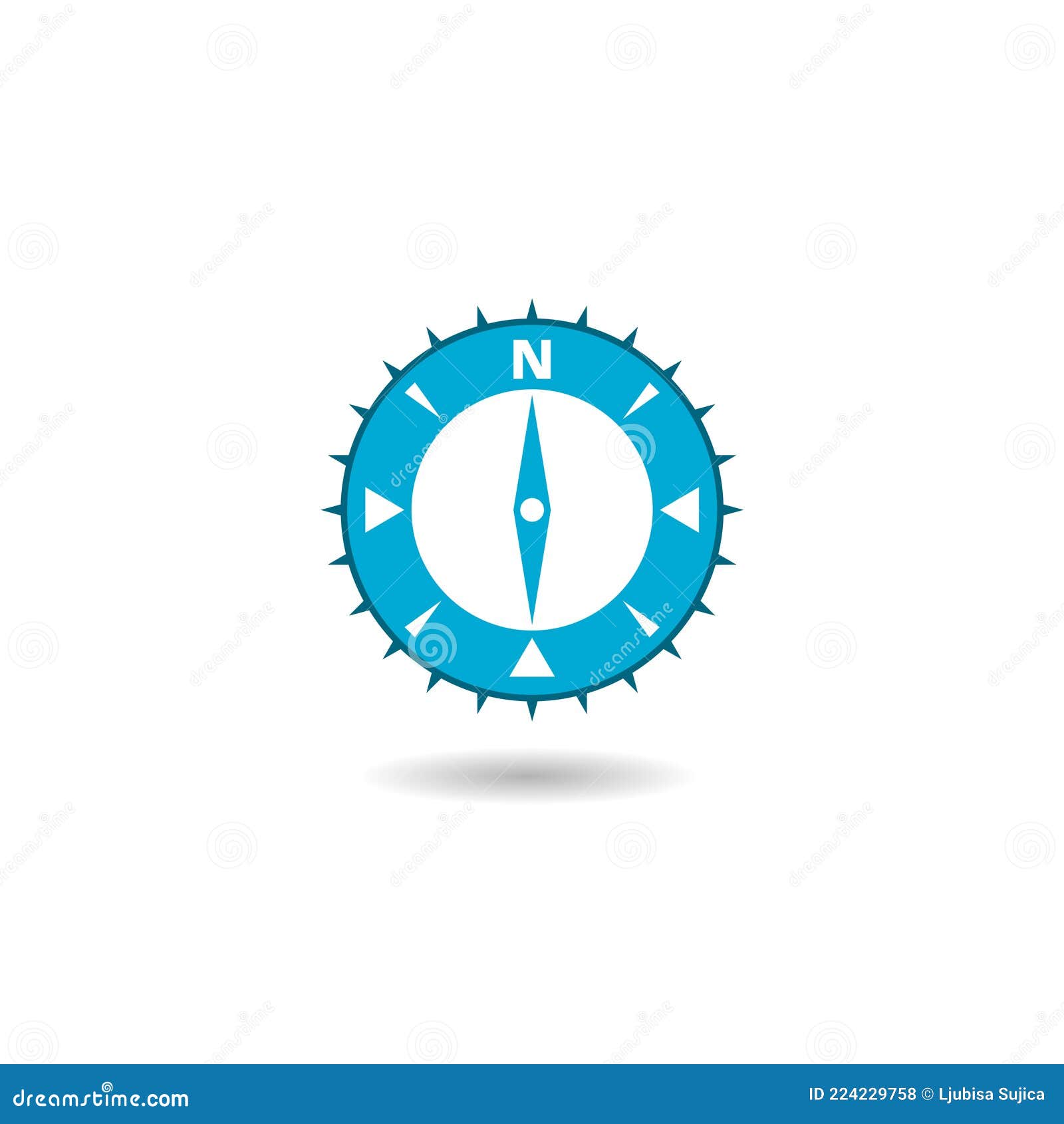 Simple Compass Shield Icon Badge Vector Illustration | CartoonDealer ...