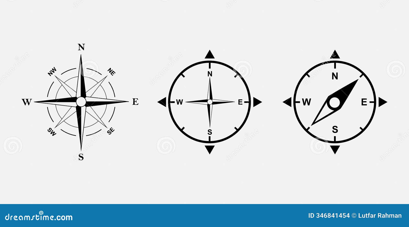 Simple Compass Illustration with Clear Lines Stock Illustration ...