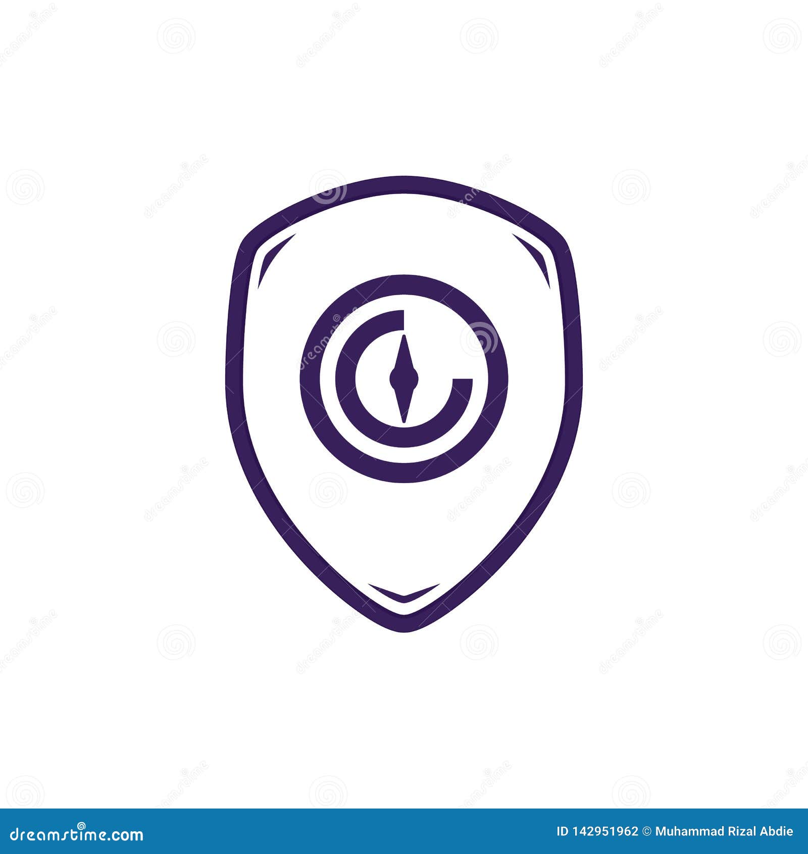 Simple Compass Shield Icon Badge Stock Vector - Illustration of label ...