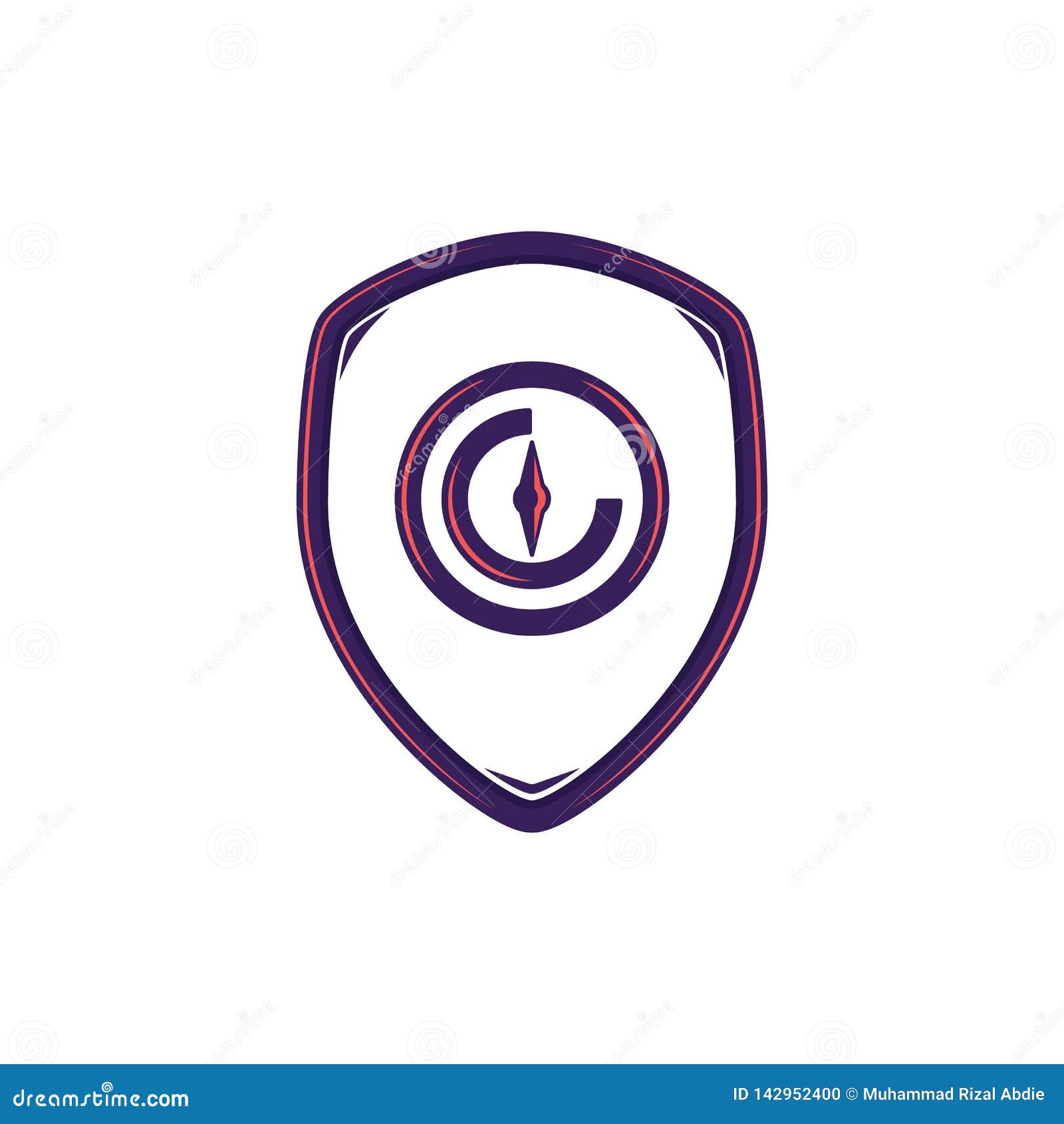 Simple Compass Shield Icon Badge in Glossy Shining Outline Style Stock ...