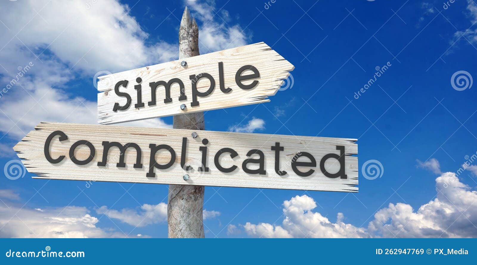 Simple or Complicated - Wooden Signpost with Two Arrows Stock ...