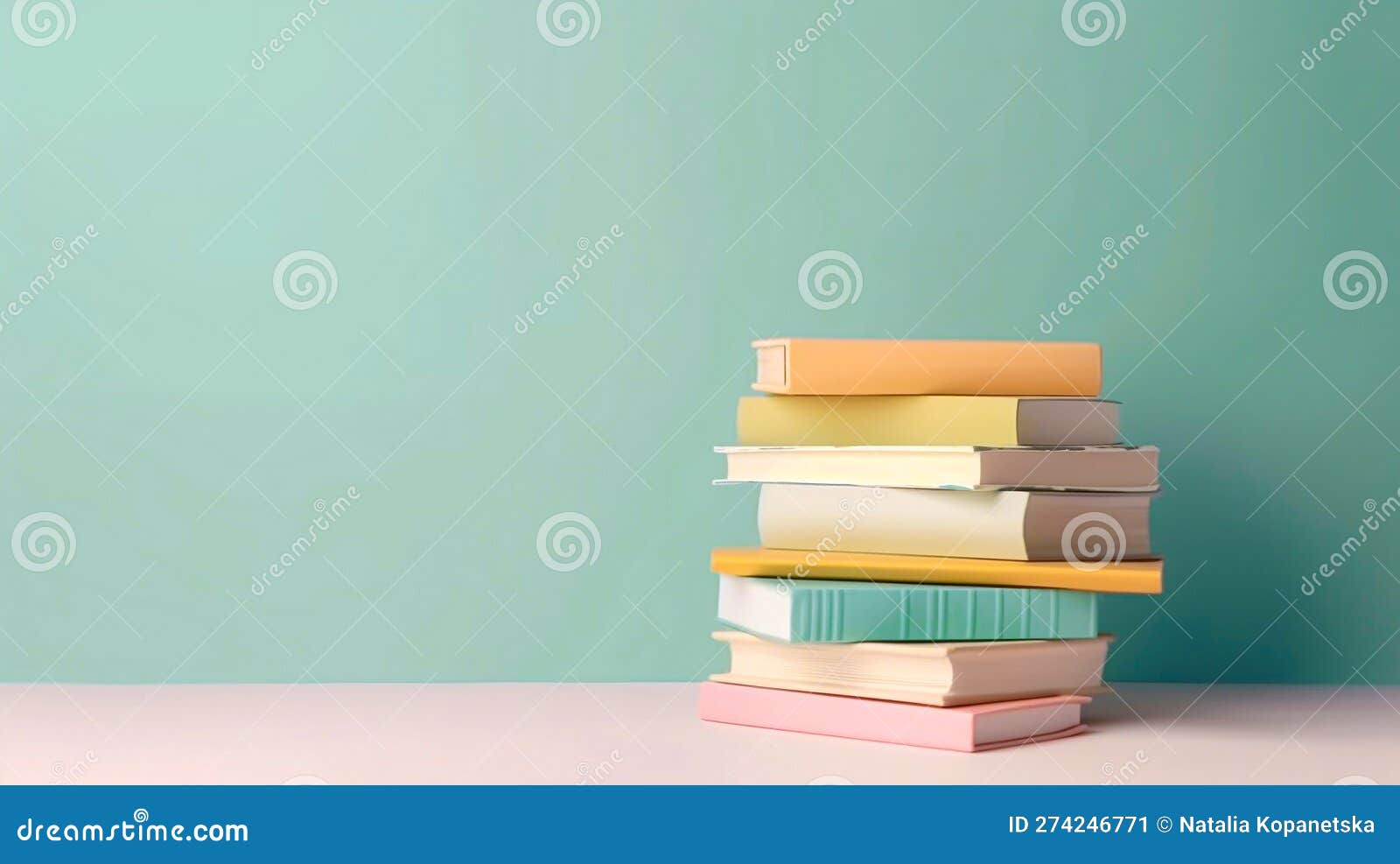 Simple Composition of Hardback Books on Blue Background. Copy Space ...