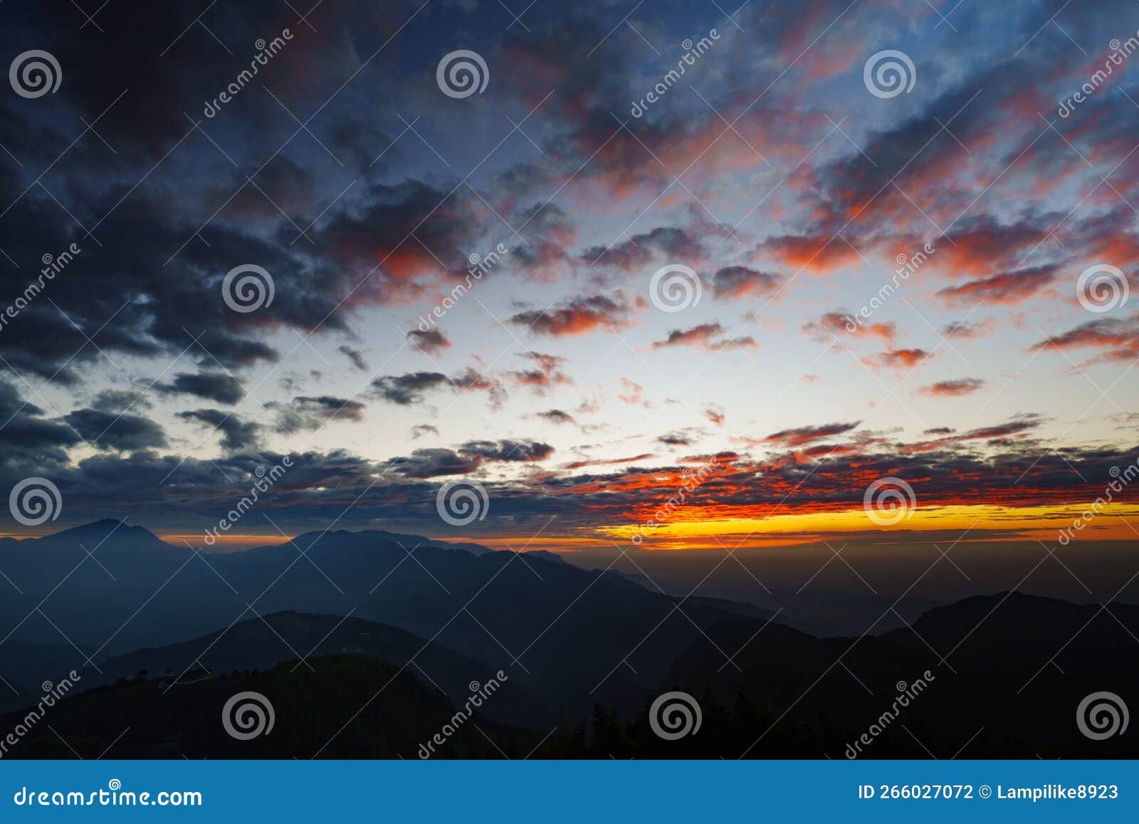 The Residual Light from Sunset Warm Up the Sky and Mountains Stock ...