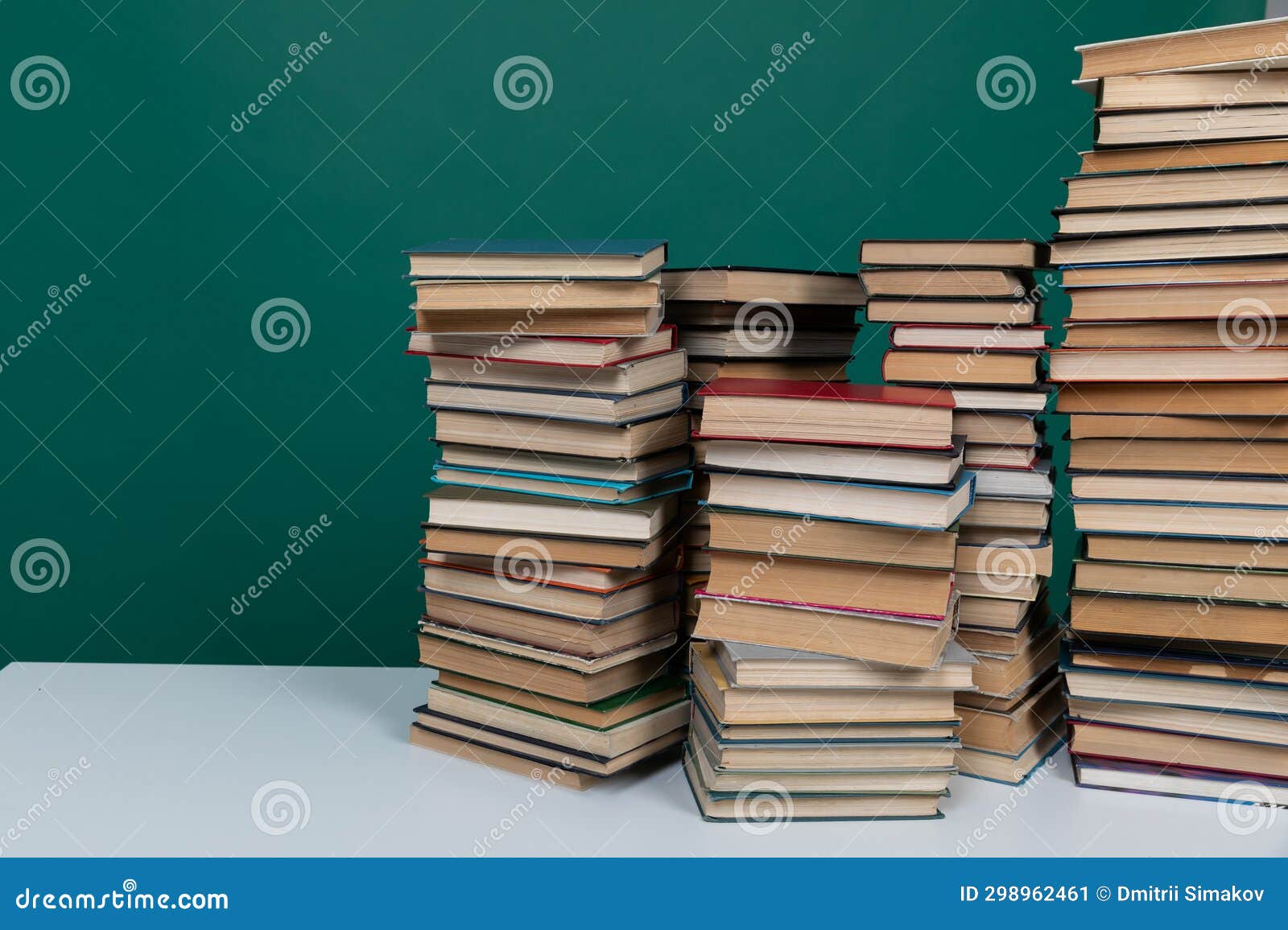 A Simple Composition of Many Books, Stack or Pile of Books on Wooden ...