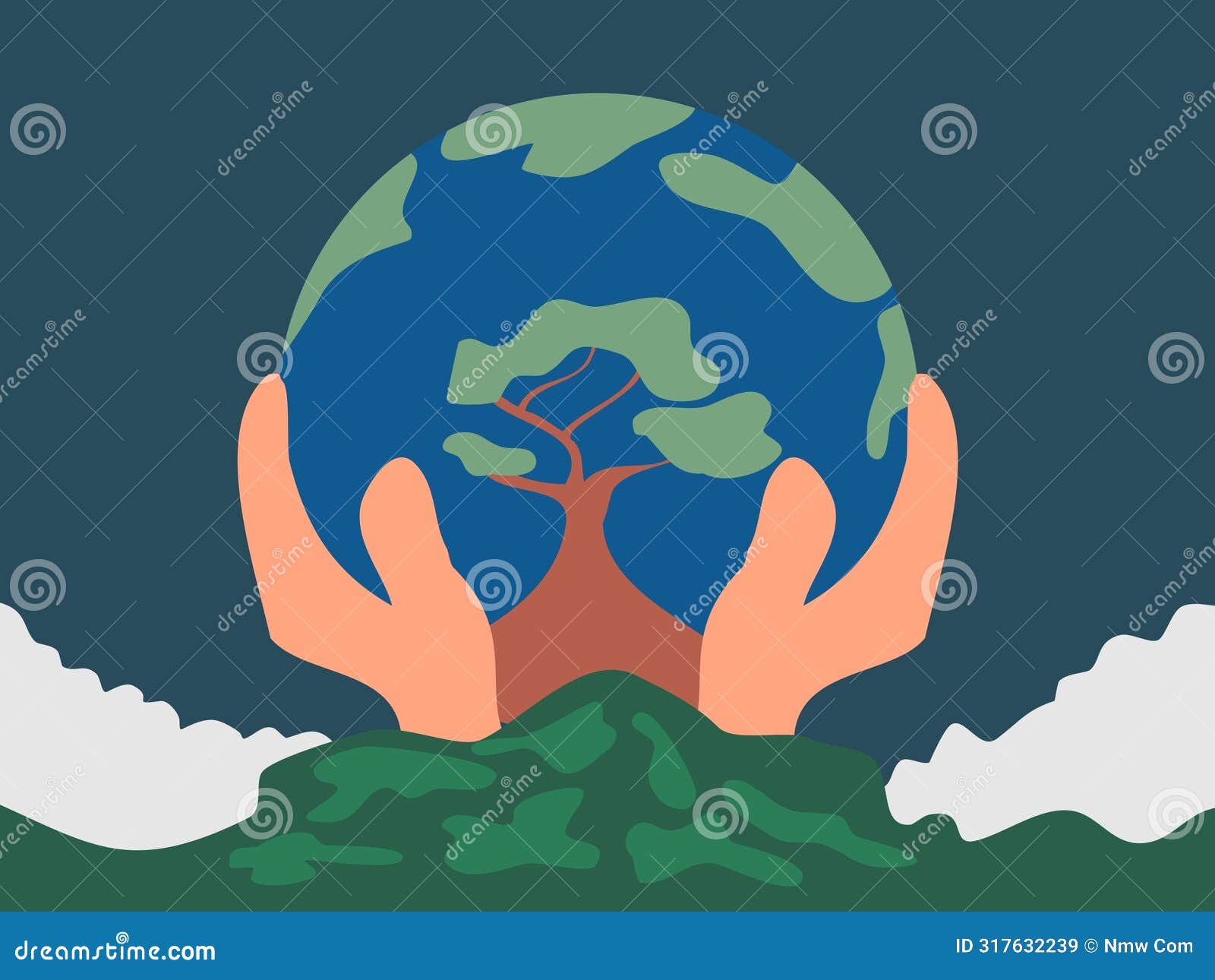 Flat Design Earth Healing Vector Illustration Stock Vector ...