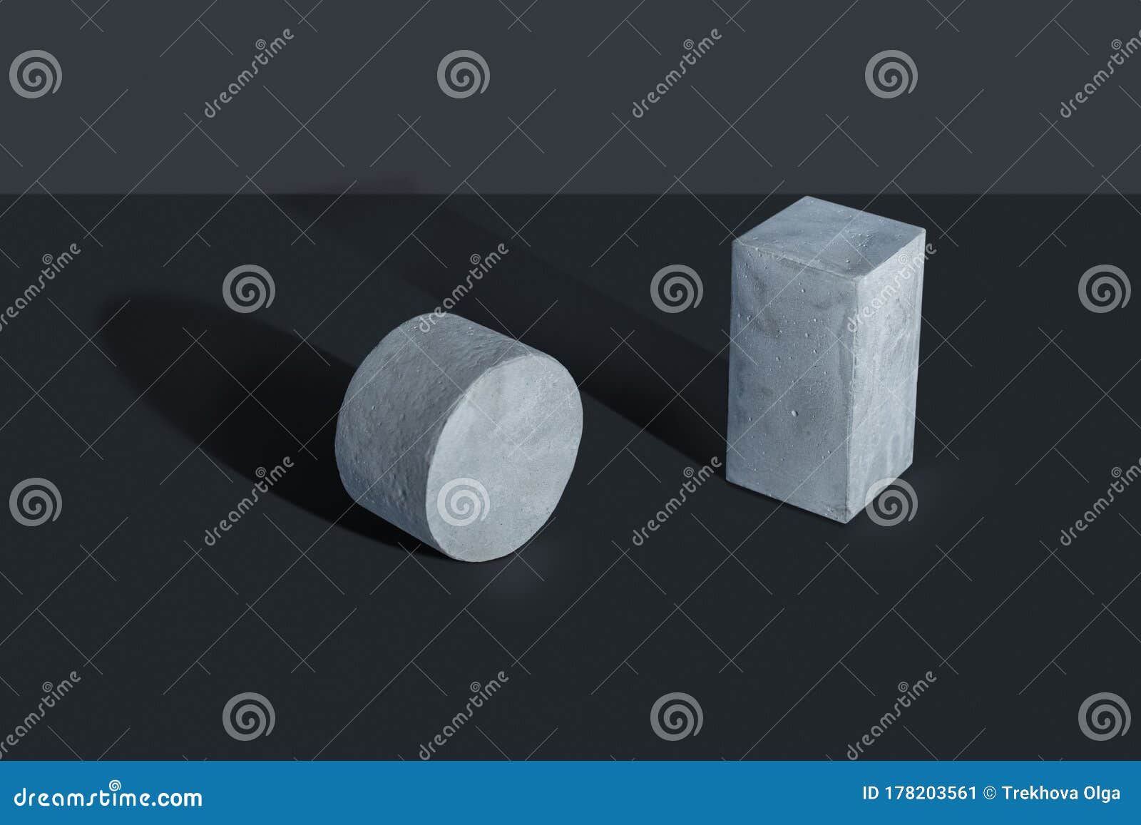 Simple Concrete Figures Located on a Dark Background Stock Image ...