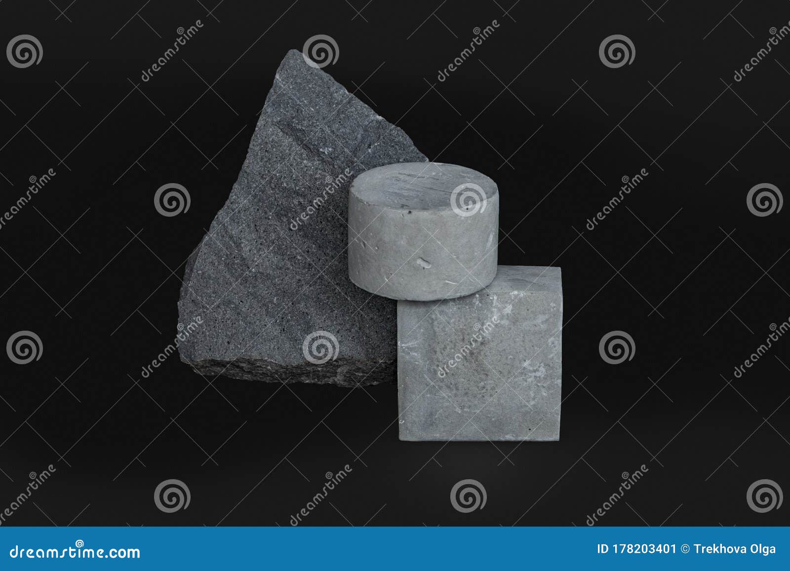 Simple Concrete Figures Located on a Dark Background Stock Image ...