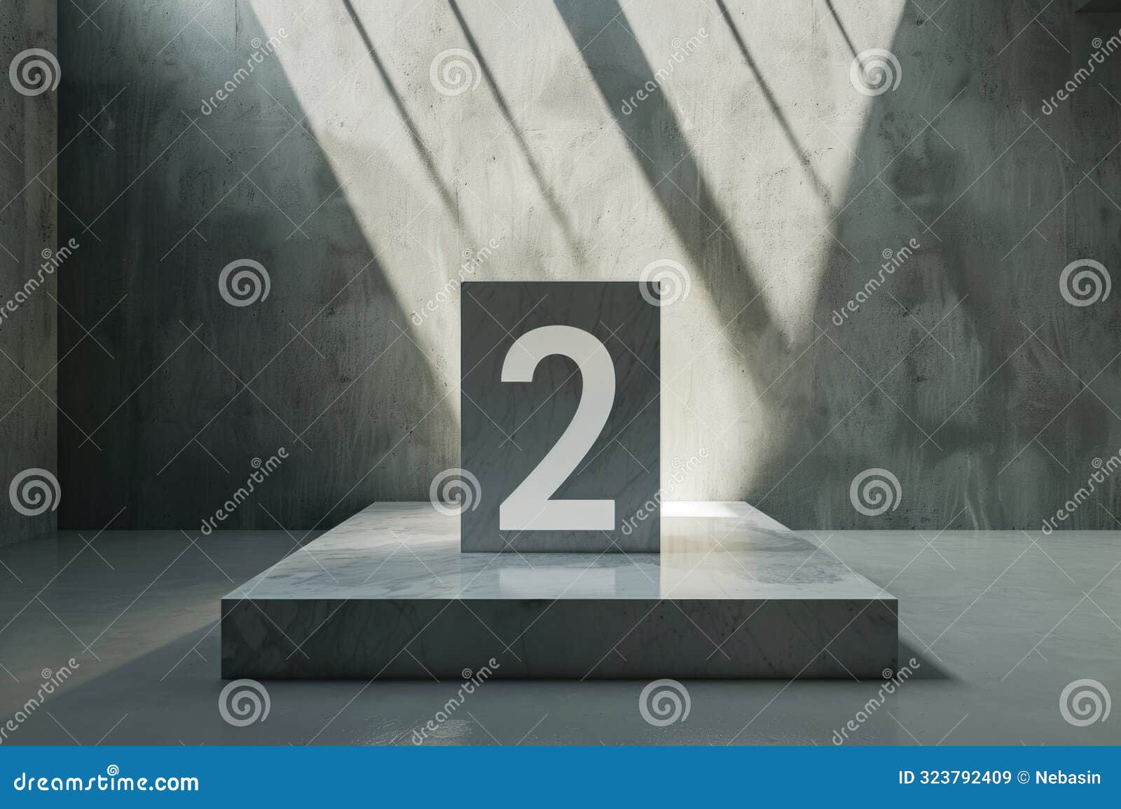 A Simple Concrete Podium with the Number Two Displayed on it, Bathed in ...