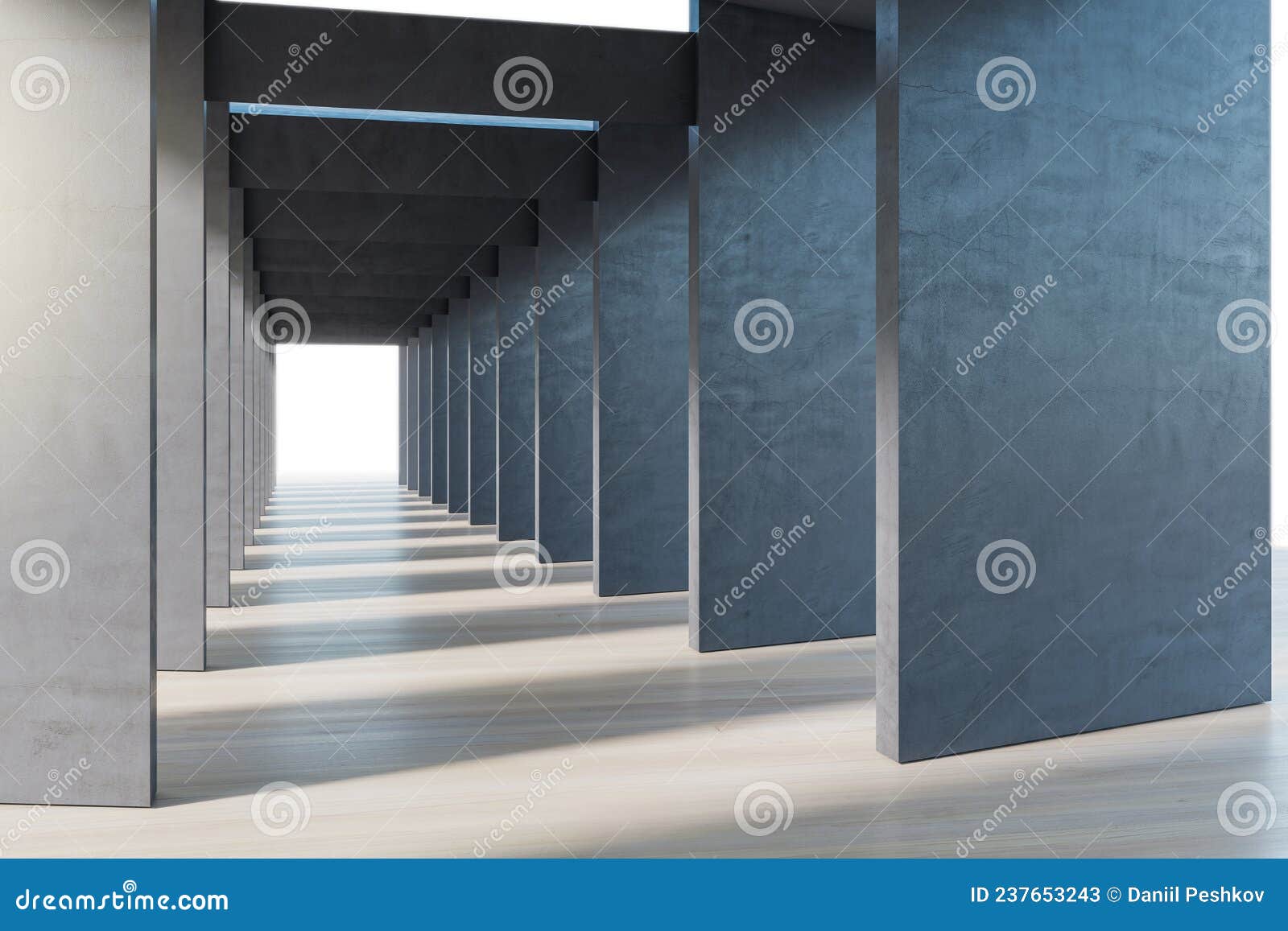 Simple Concrete Square Corridor. Space Concept. 3D Rendering Stock ...