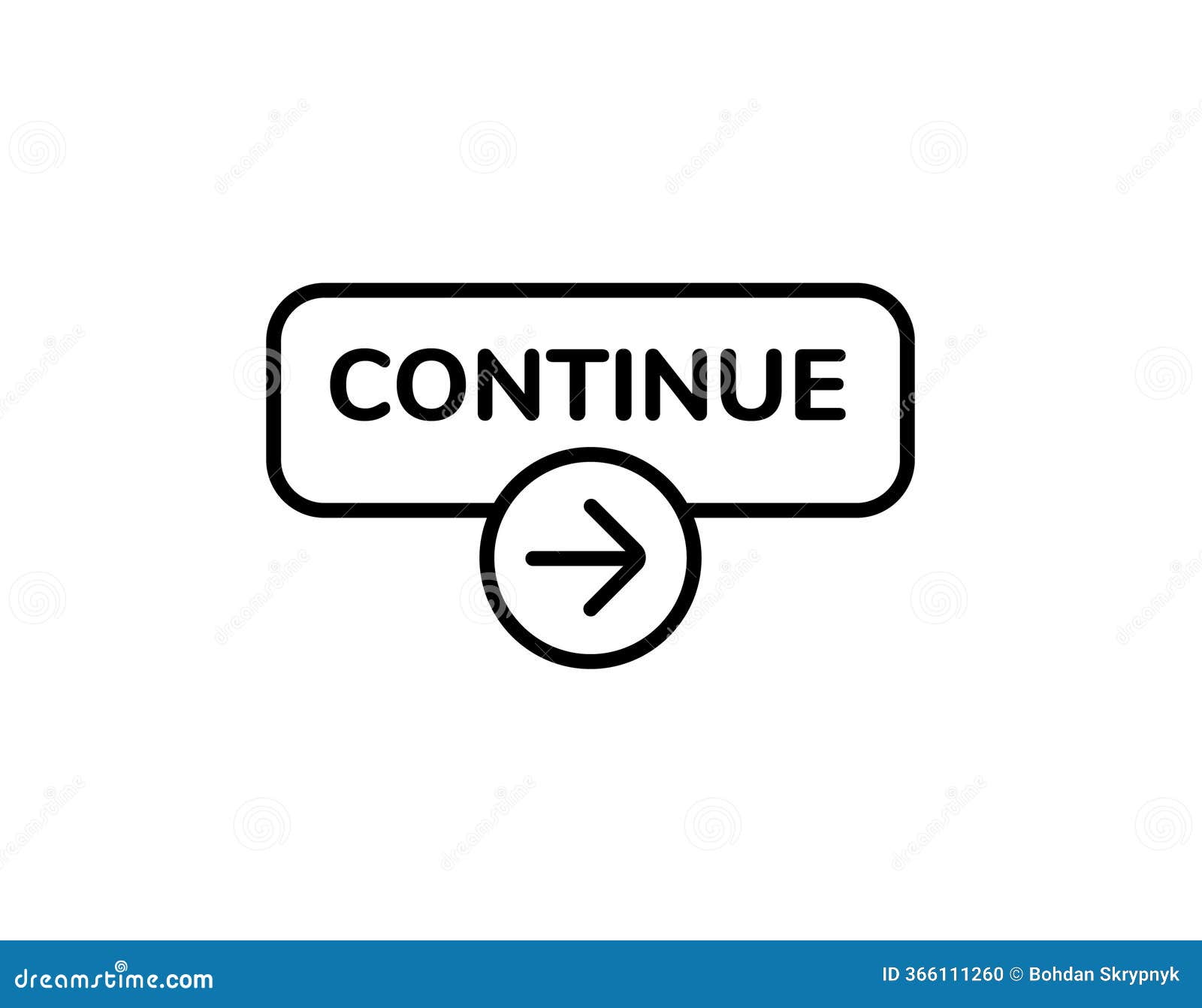 Continue Button Icon With An Arrow Symbol In Solid Black Stock ...