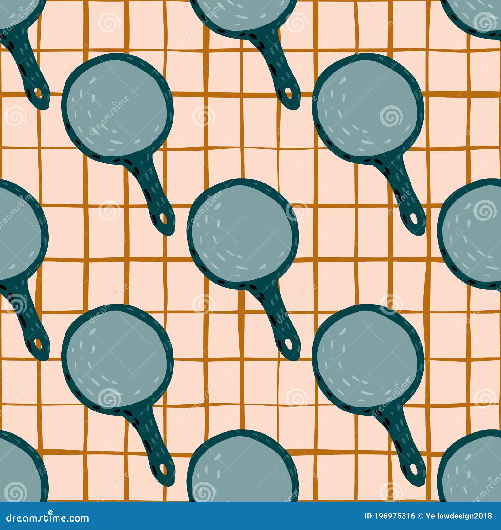 Simple Cooking Seamless Pattern with Pans Silhouettes. Orange Light ...