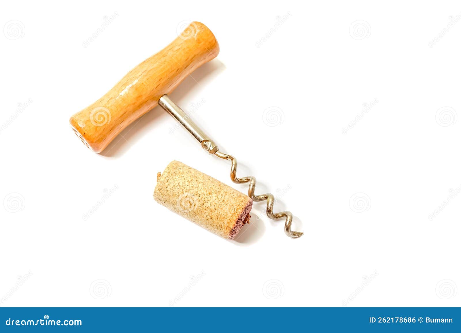 A Simple Corkscrew with a Wooden Handle and a Metal Spindle Stock Photo ...