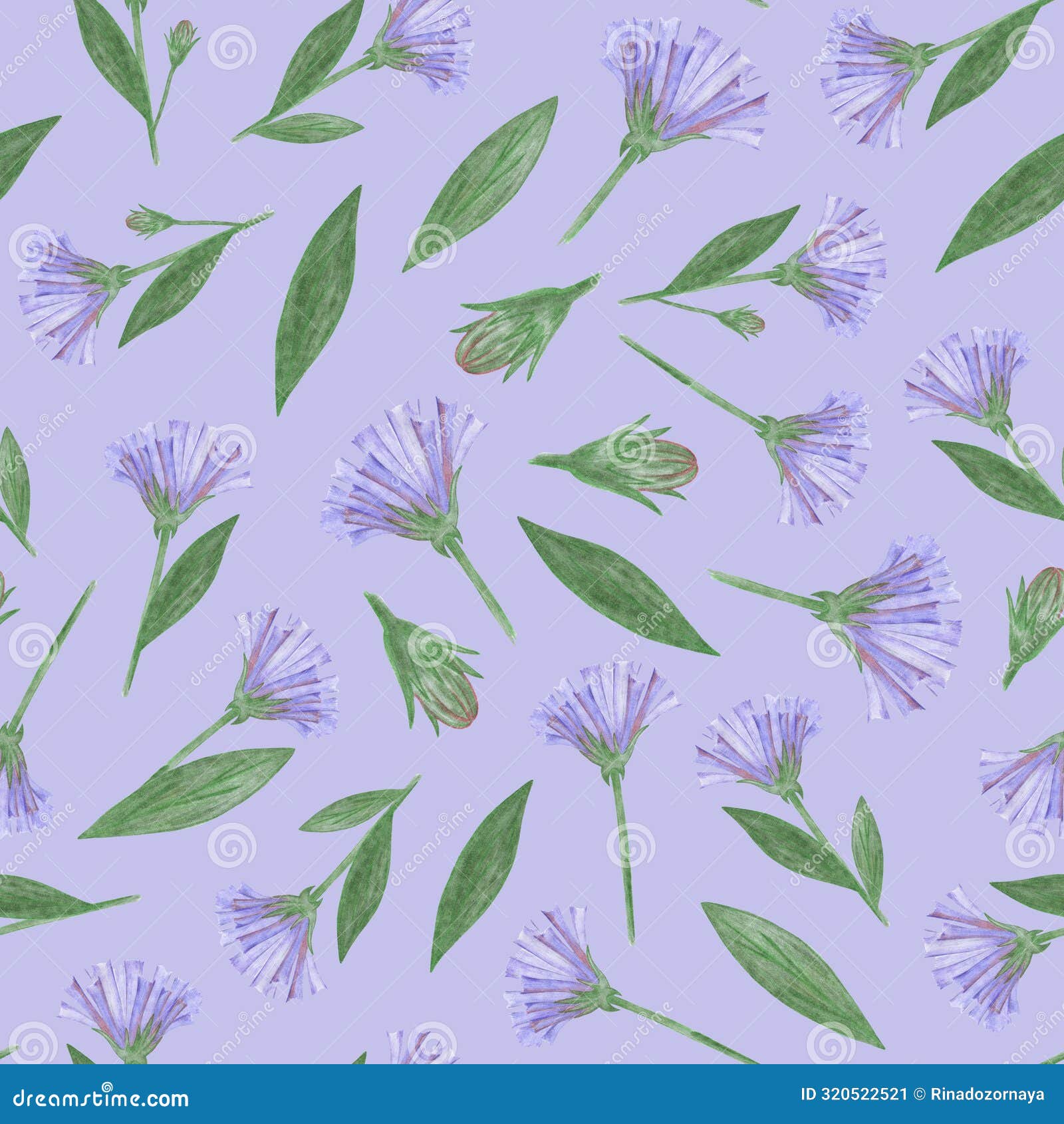 Simple Cornflower Floral Seamless Pattern on a Blue Background. Stock ...