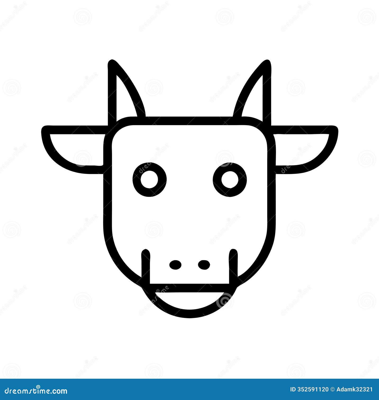 Simple Cow Face Outline Vector for Coloring Books and Design Projects ...