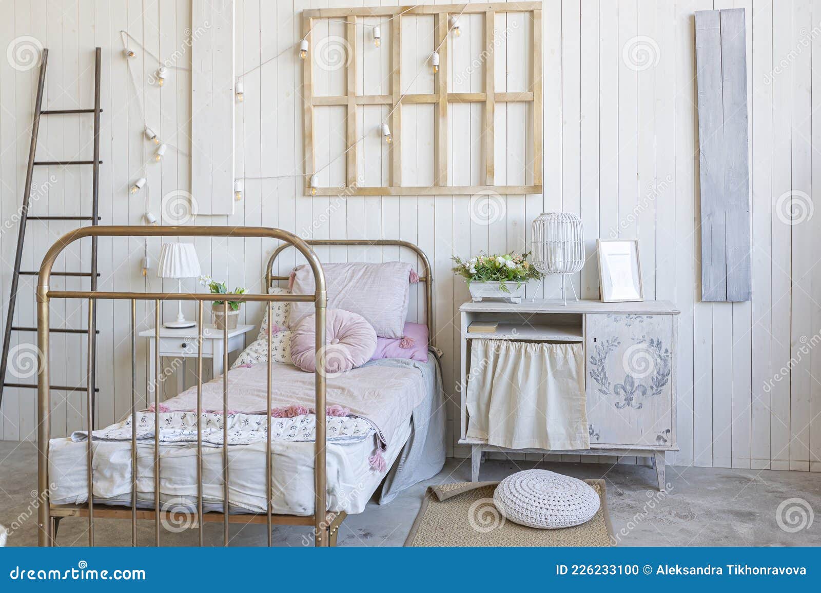 Simple Cozy Home Interior of an Open Plan Ordinary Room with a Kitchen ...