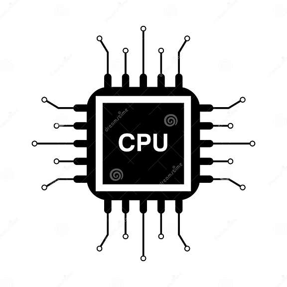 Simple cpu icon stock illustration. Illustration of gray - 73753607