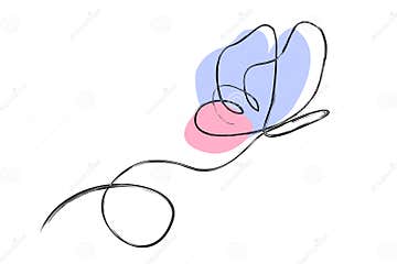 Simple Crayon or Chalk Effect Line Art Single or One Continuous Fly ...