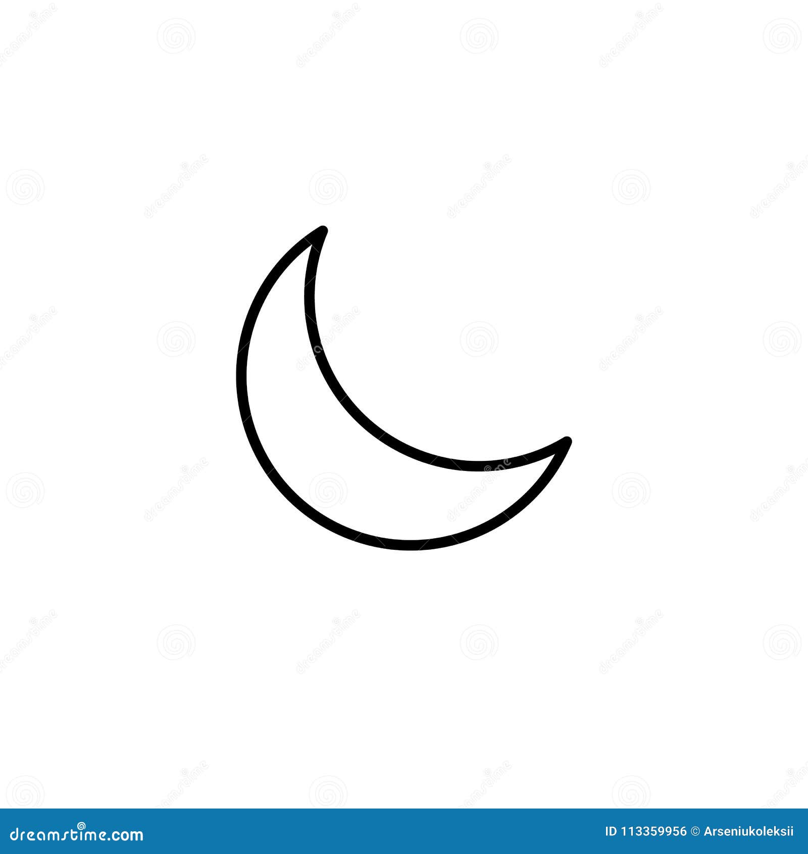 Simple Crescent Moon Line Icon Stock Vector - Illustration of climate ...