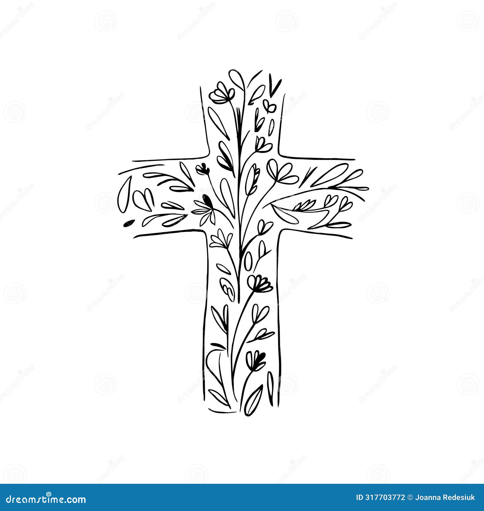 A Simple Cross Design Filled with Stylized Floral Patterns is Centered ...